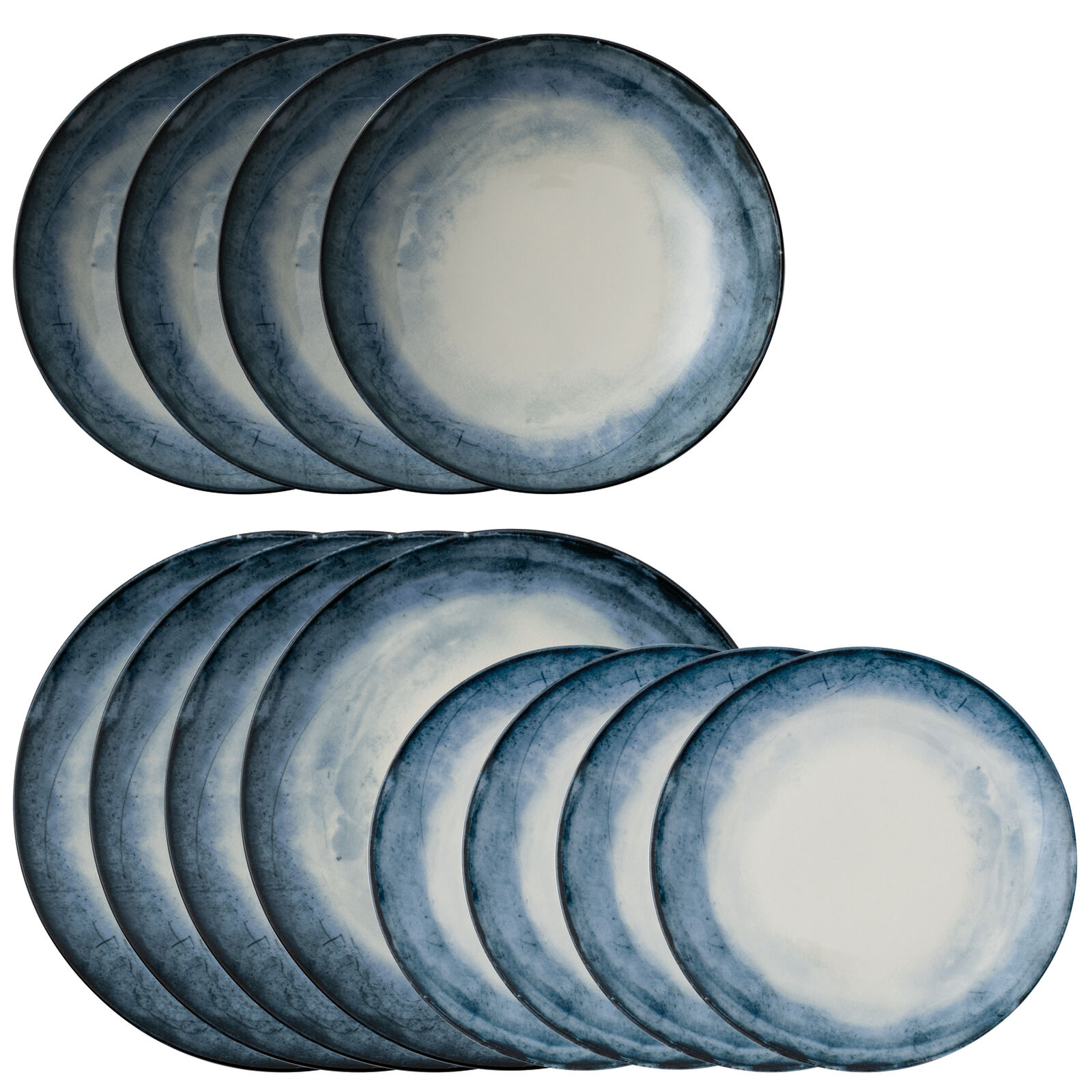 Plates set 12 pieces, Blue, Shade, Arthur Krupp