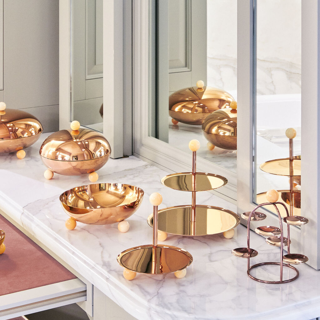 Pastry stand 2 tiers, PVD Mirror PVD Rum, Penelope, Sambonet